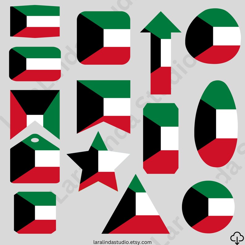 Kuwait Flag Bundle 77 SVG & 77 PNG Printable Files for Ready to Use ...