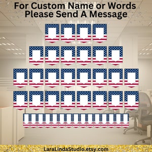 Happy Birthday Banner USA Flag Themed Birthday With Custom Words in 3 ...
