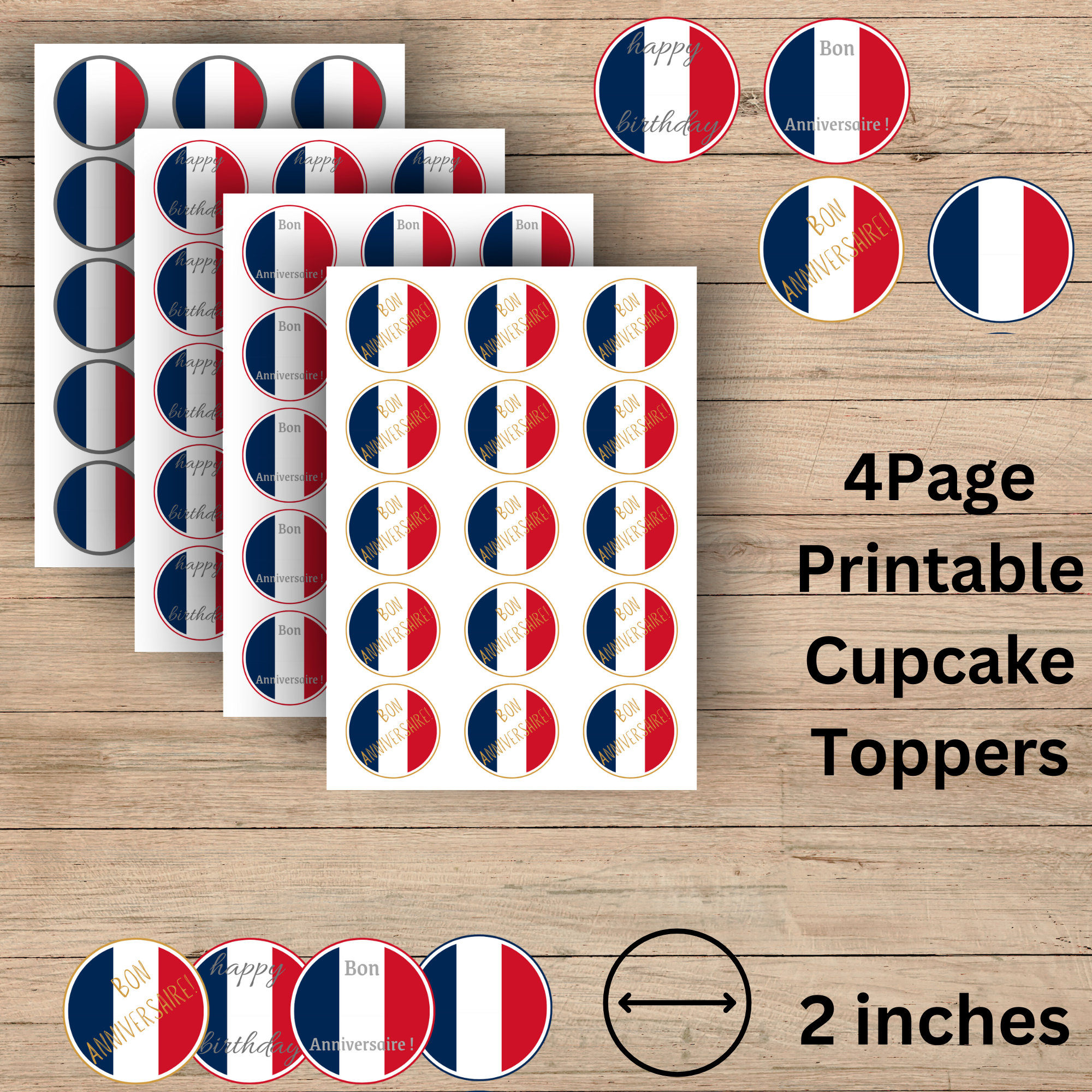 Happy Birthday Banner France Flag Themed Birthday Decoration Printable ...