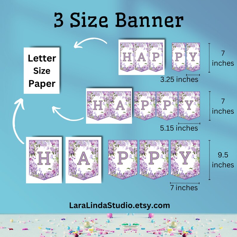 Happy Birthday Banner Lilac Themed Birthday Decor in 3 Sizes Flower ...