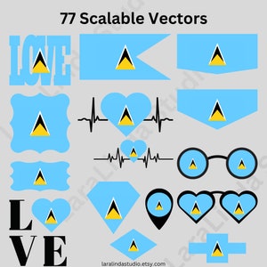 Saint Lucia Flag Bundle 77 SVG & PNG Printable Files for Ready to Use ...