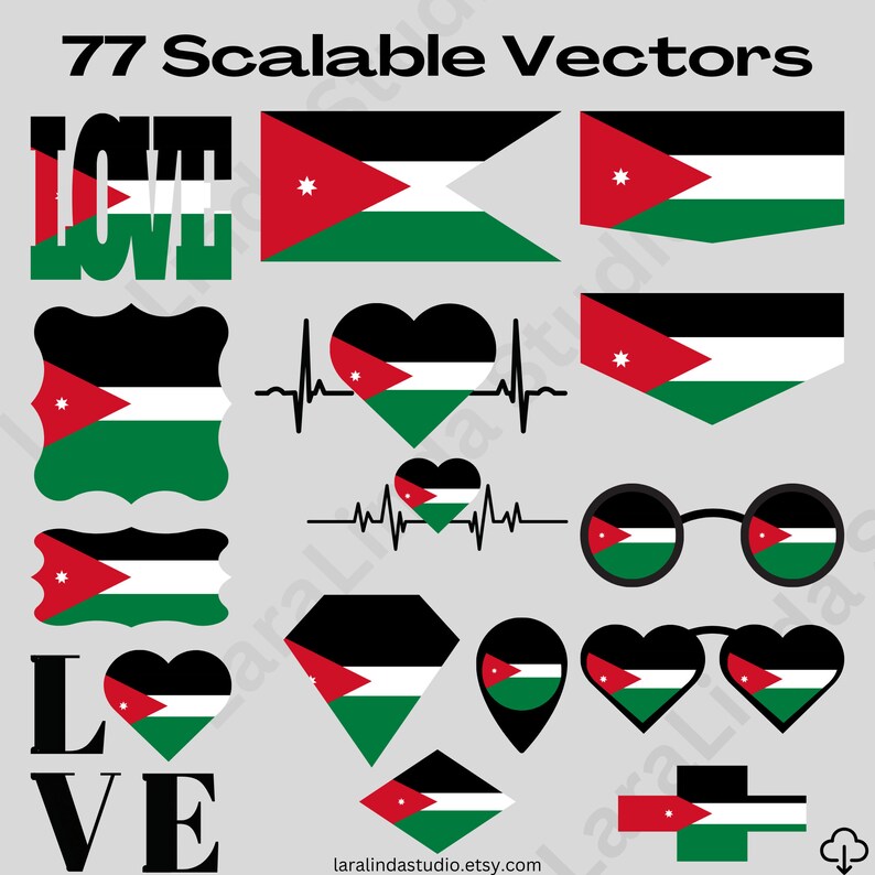 Jordan Flag Bundle 77 SVG & 77 PNG Printable Files for Ready to Use ...