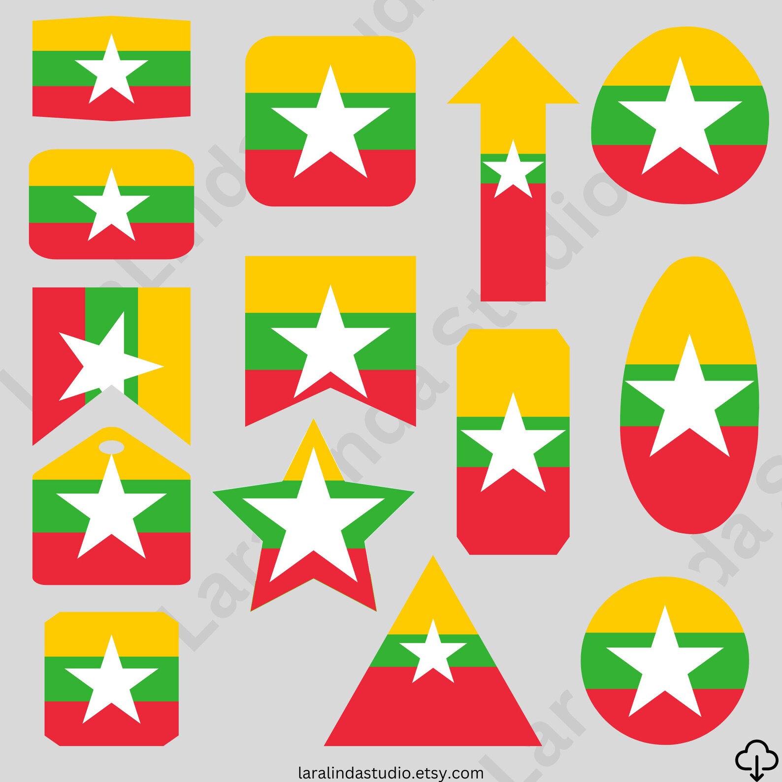 Myanmar Flag Bundle 77 SVG & 77 PNG Printable Files for Ready to Use ...