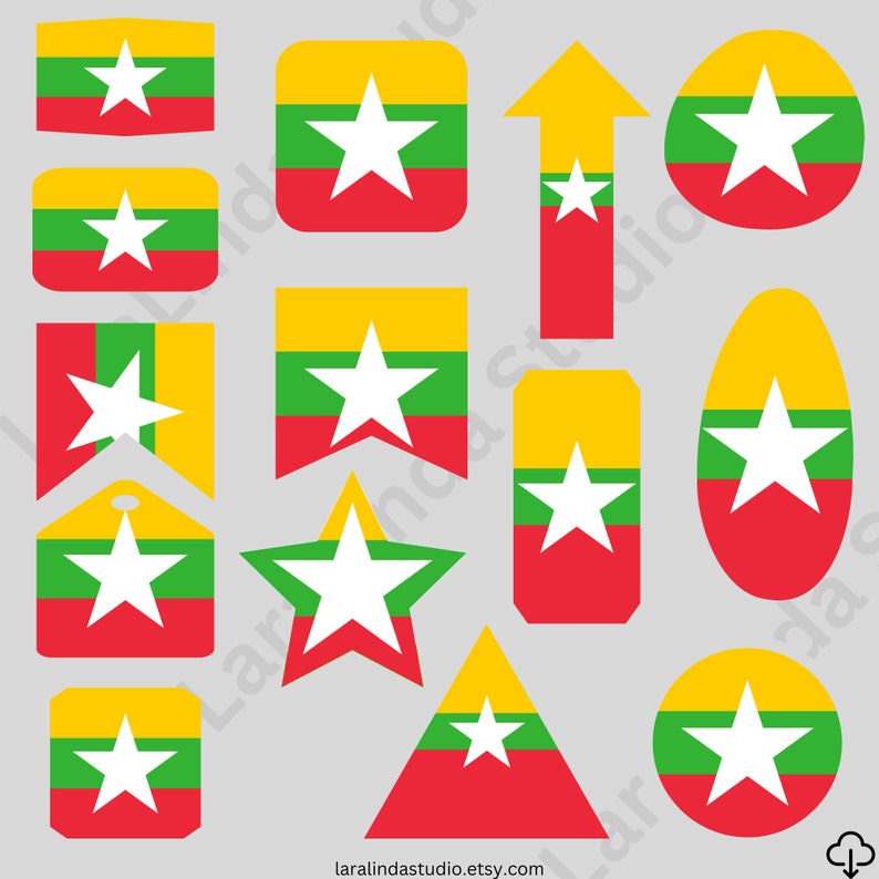 Myanmar Flag Bundle 77 SVG & 77 PNG Printable Files for Ready to Use ...