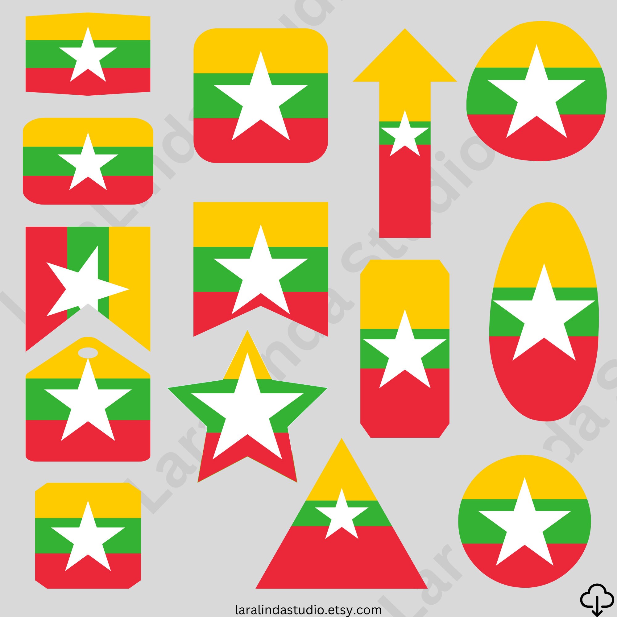 Myanmar Flag Bundle 77 SVG & 77 PNG Printable Files for Ready to Use ...