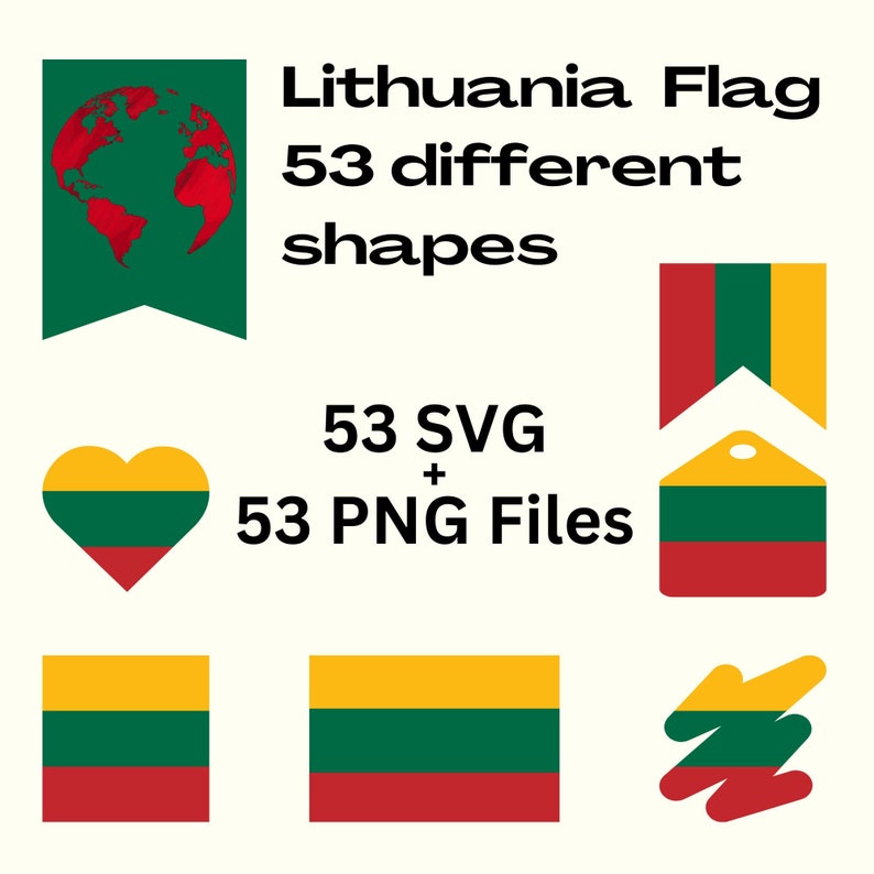 Lithuania Flag Bundle 53 SVG and PNG Files for Ready to Print Designs ...