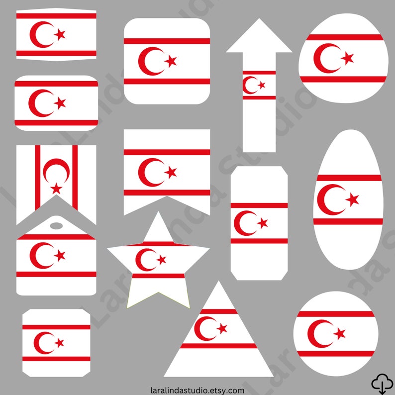 Turkish Republic of Northern Cyprus Flag Bundle 77 SVG & 77 PNG ...