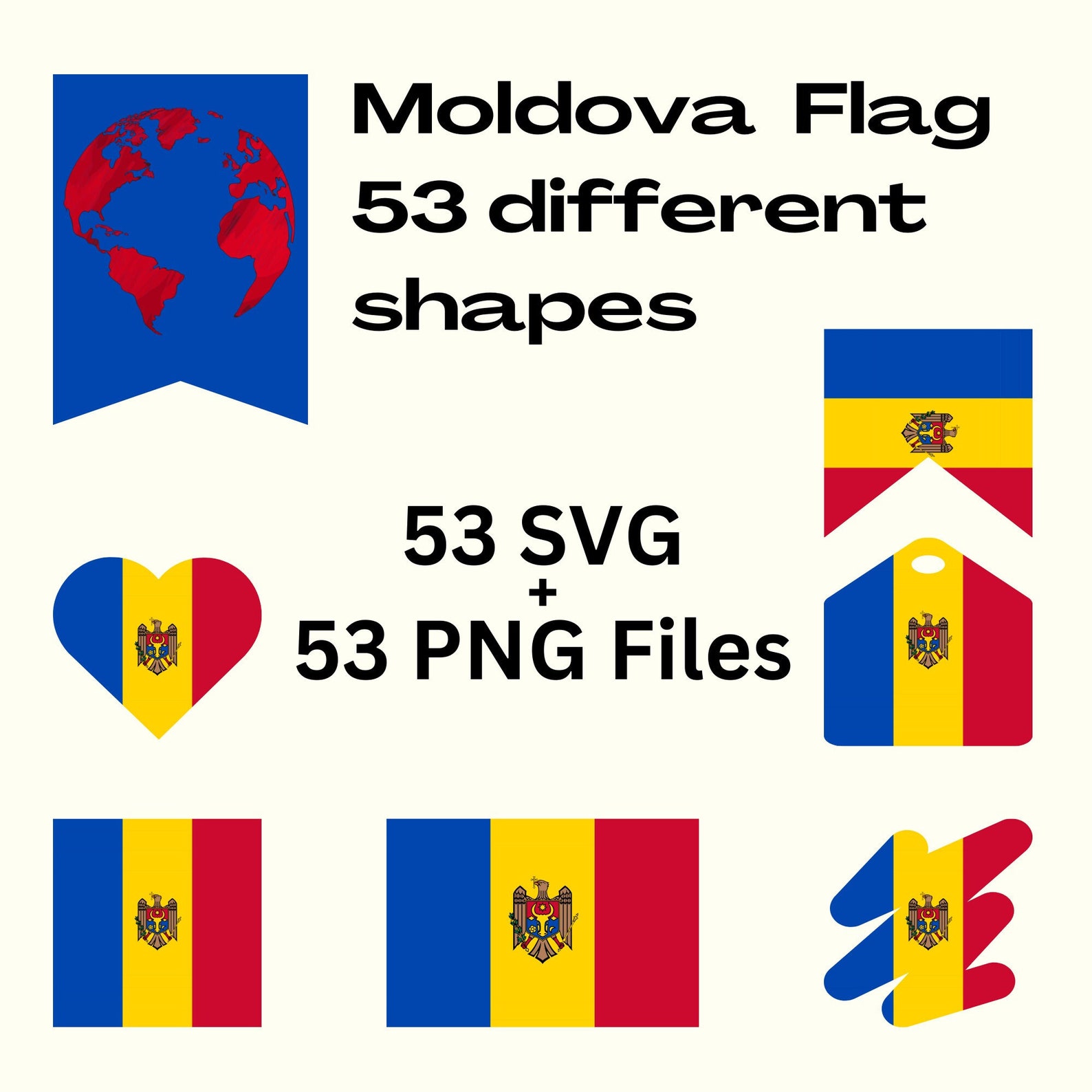 Moldova Flag Bundle 53 SVG and PNG Files for Ready to Print Designs - Etsy