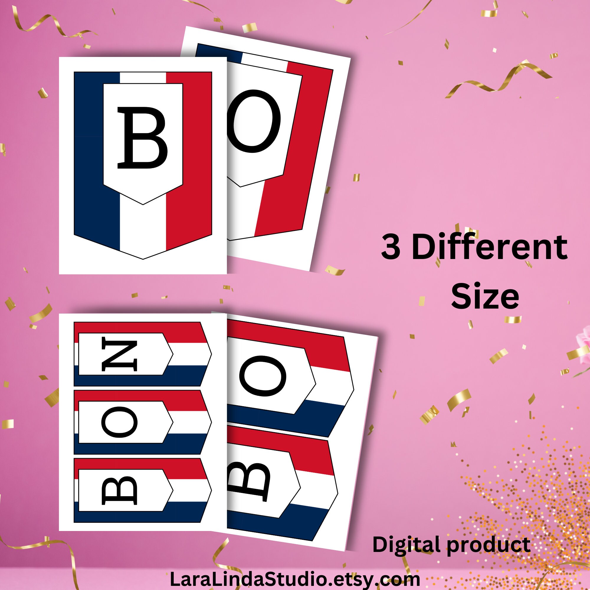 France Flag Birthday Printable Bon Anniversaire Decor Banner in 3 ...