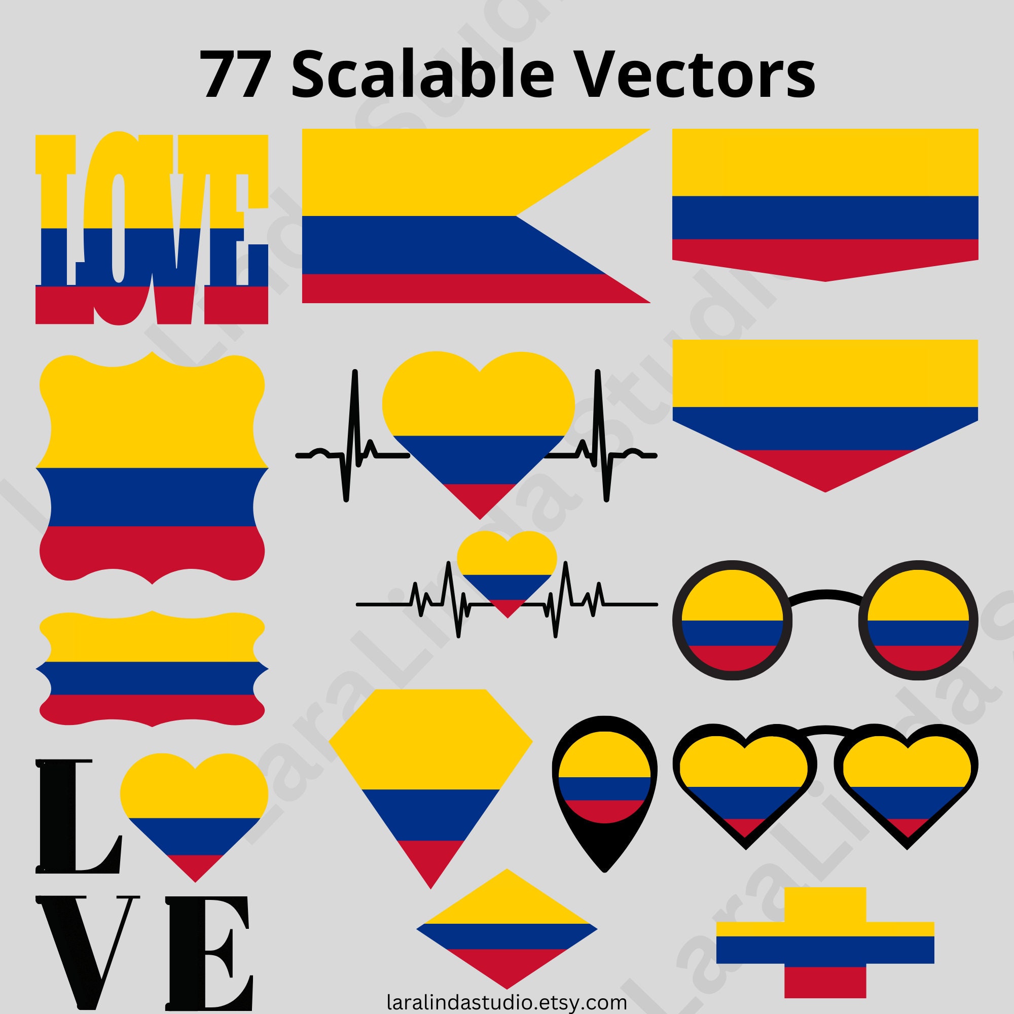 Colombia Flag Bundle 77 SVG & PNG Printable Files for Ready to Use ...