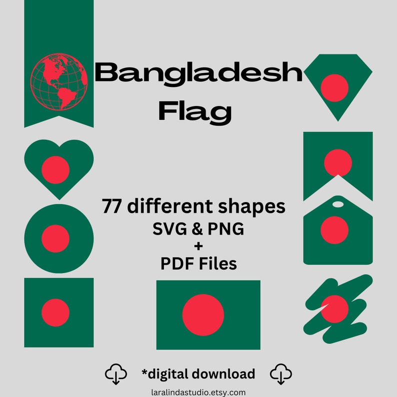 Bangladesh Flag Bundle 77 SVG & 77 PNG Printable Files for Ready to Use ...