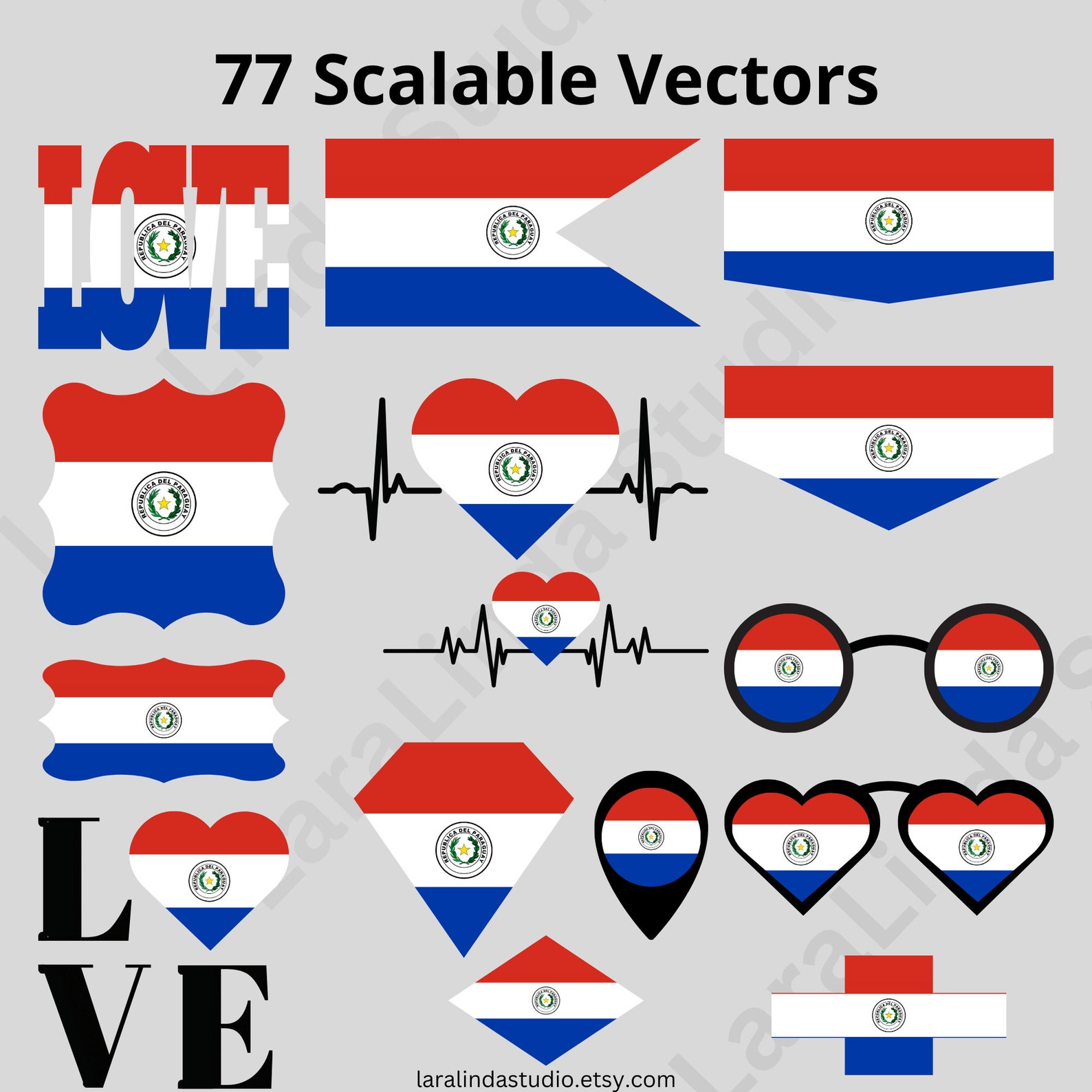 Paraguay Flag Bundle 77 SVG & PNG Printable Files for Ready to Use ...