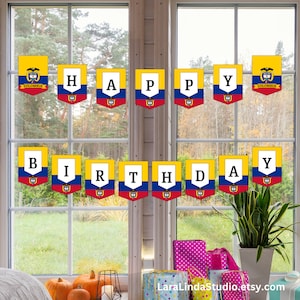 Happy Birthday Banner Colombia Flag Themed Digital Birthday Decoration ...