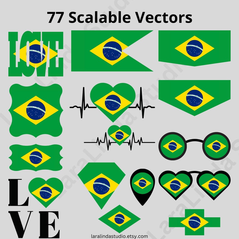 Brazil Flag Bundle 77 SVG & PNG Printable Files for Ready to Use ...