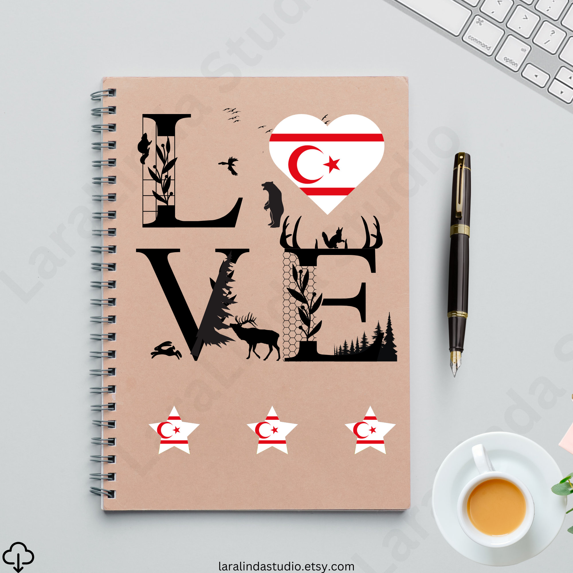 Turkish Republic of Northern Cyprus Flag Bundle 77 SVG & 77 PNG ...