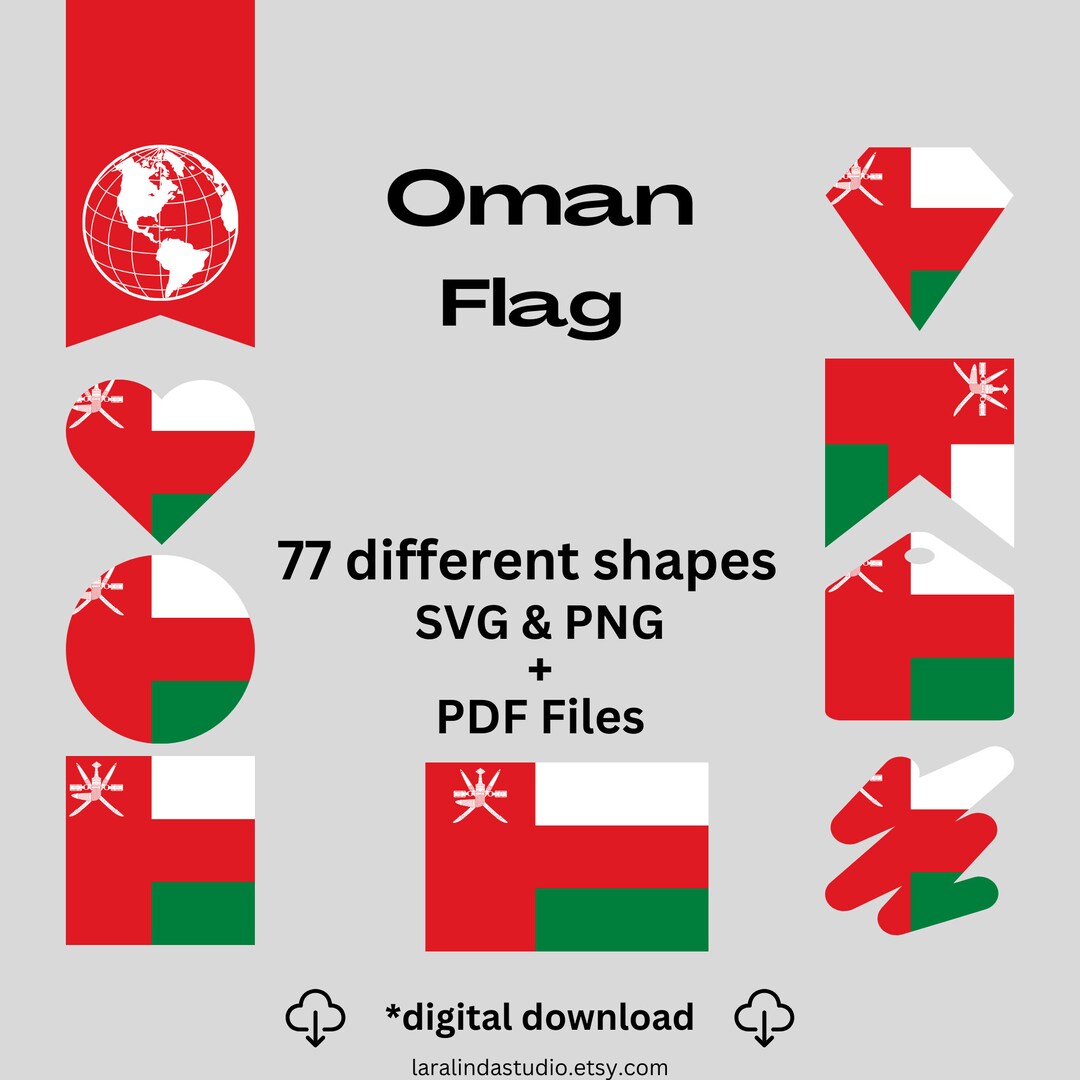 Oman Flag Bundle 77 SVG & 77 PNG Printable Files for Ready to Use ...