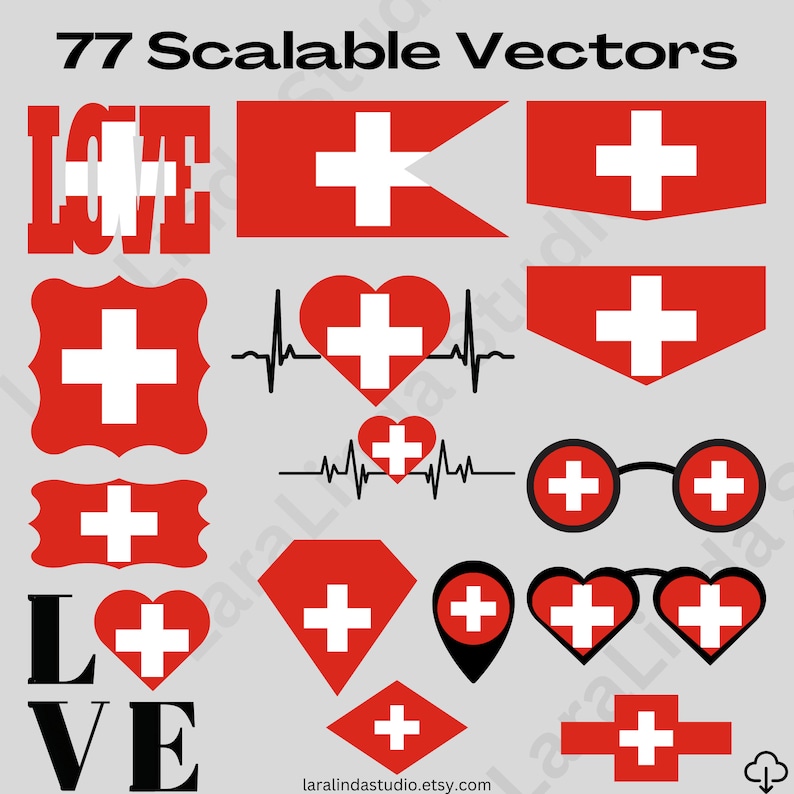 Switzerland Flag Bundle 77 SVG & PNG Printable Files for Ready to Use ...