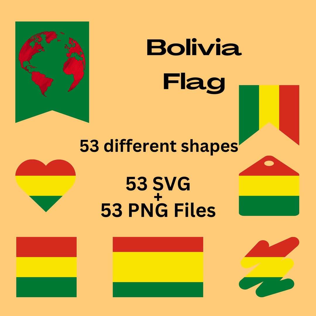Bolivia Flag Bundle 53 SVG PNG Files for Ready to Print South America ...