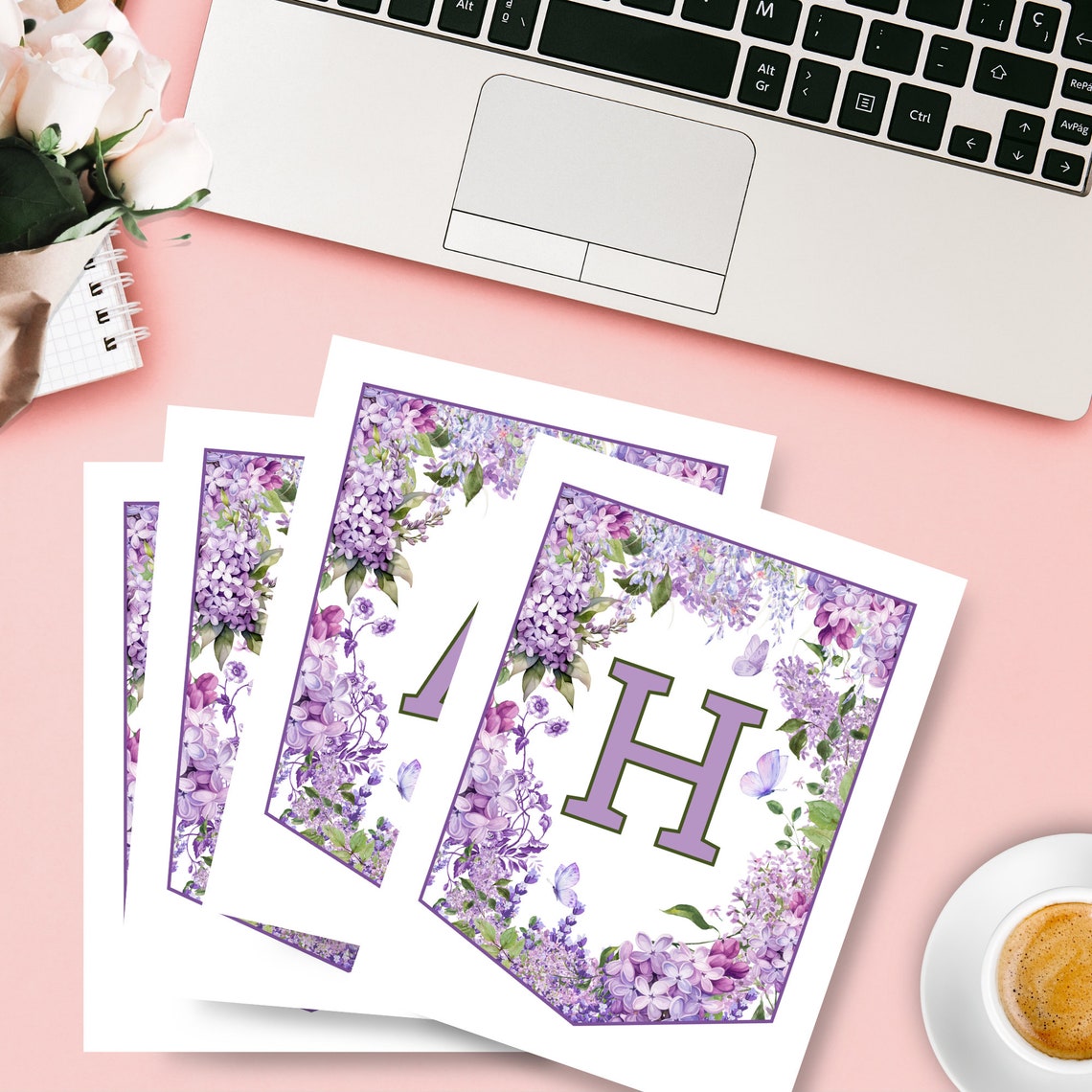 Happy Birthday Banner Lilac Themed Birthday Decor in 3 Sizes Flower ...