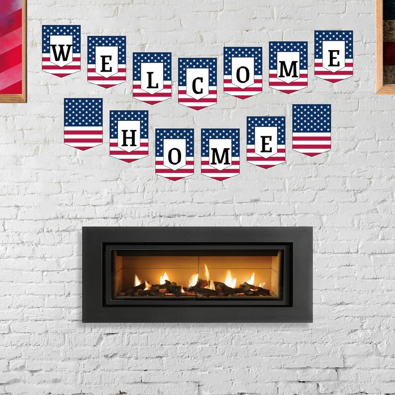 Welcome Home Banners for USA Flag Theme Homecoming Party With Custom ...