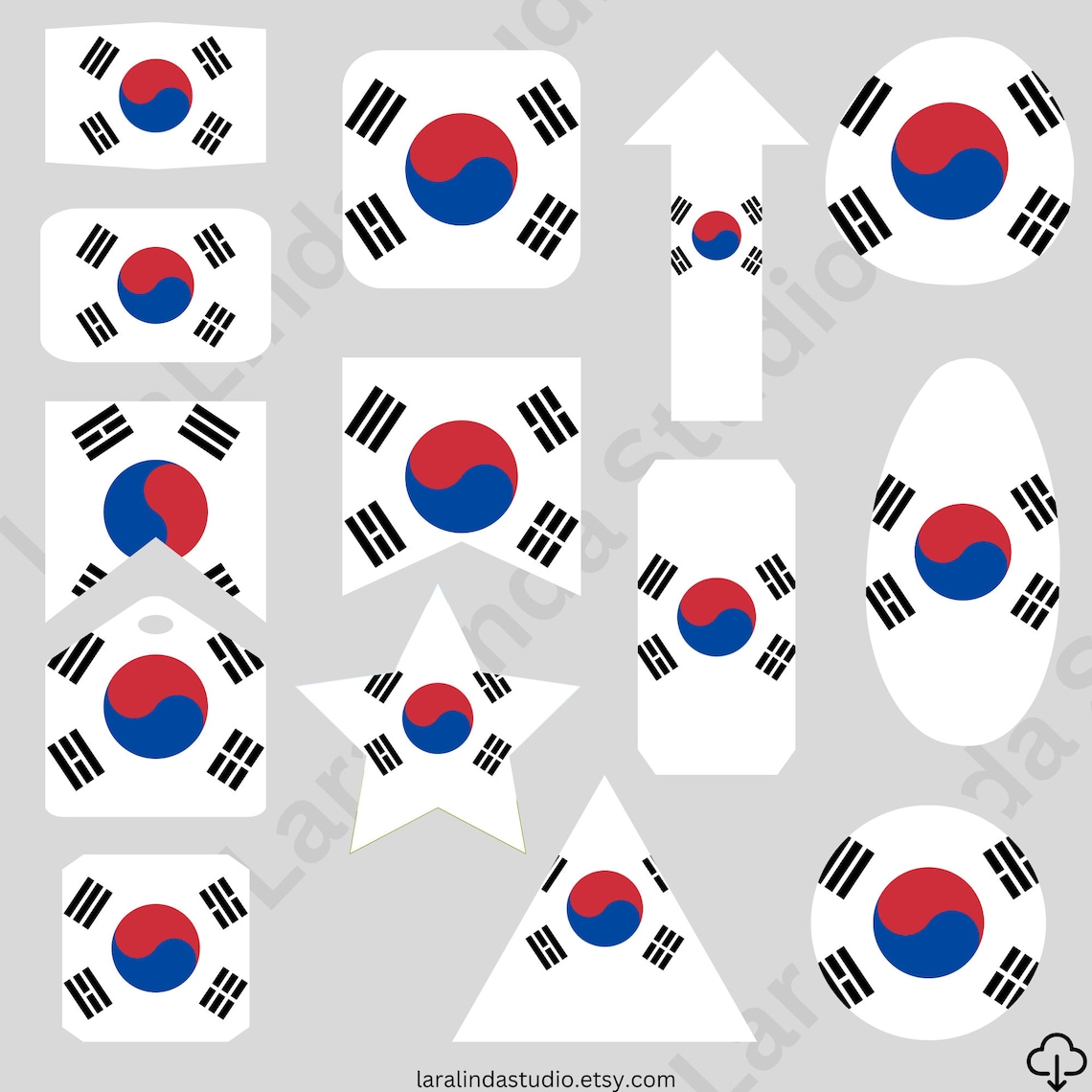 South Korea Flag Bundle 77 SVG & 77 PNG Printable Files for Ready to ...