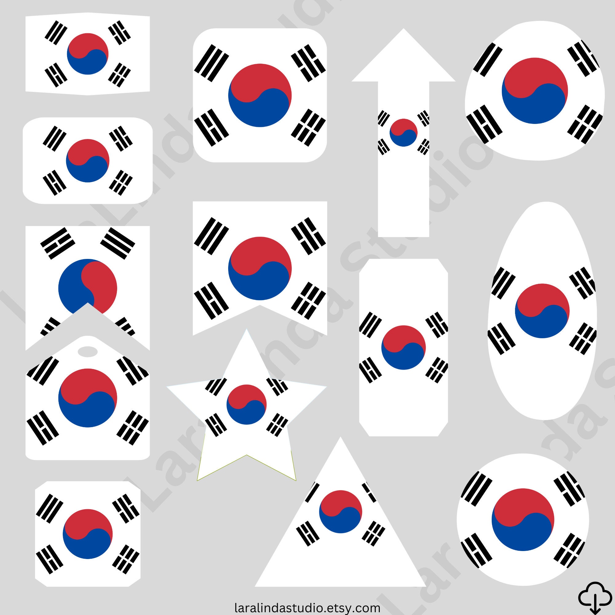 South Korea Flag Bundle 77 SVG & 77 PNG Printable Files for Ready to ...