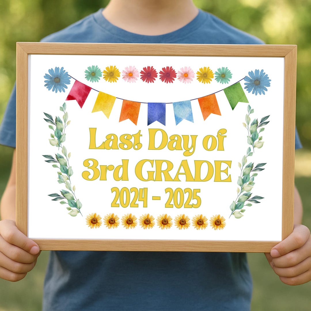 3rd Grade Graduation Sign Printable and Pennant Banner 3 Colors Last ...