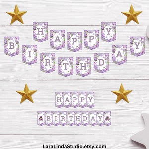 Happy Birthday Banner Lilac Themed Birthday Decor in 3 Sizes Flower ...