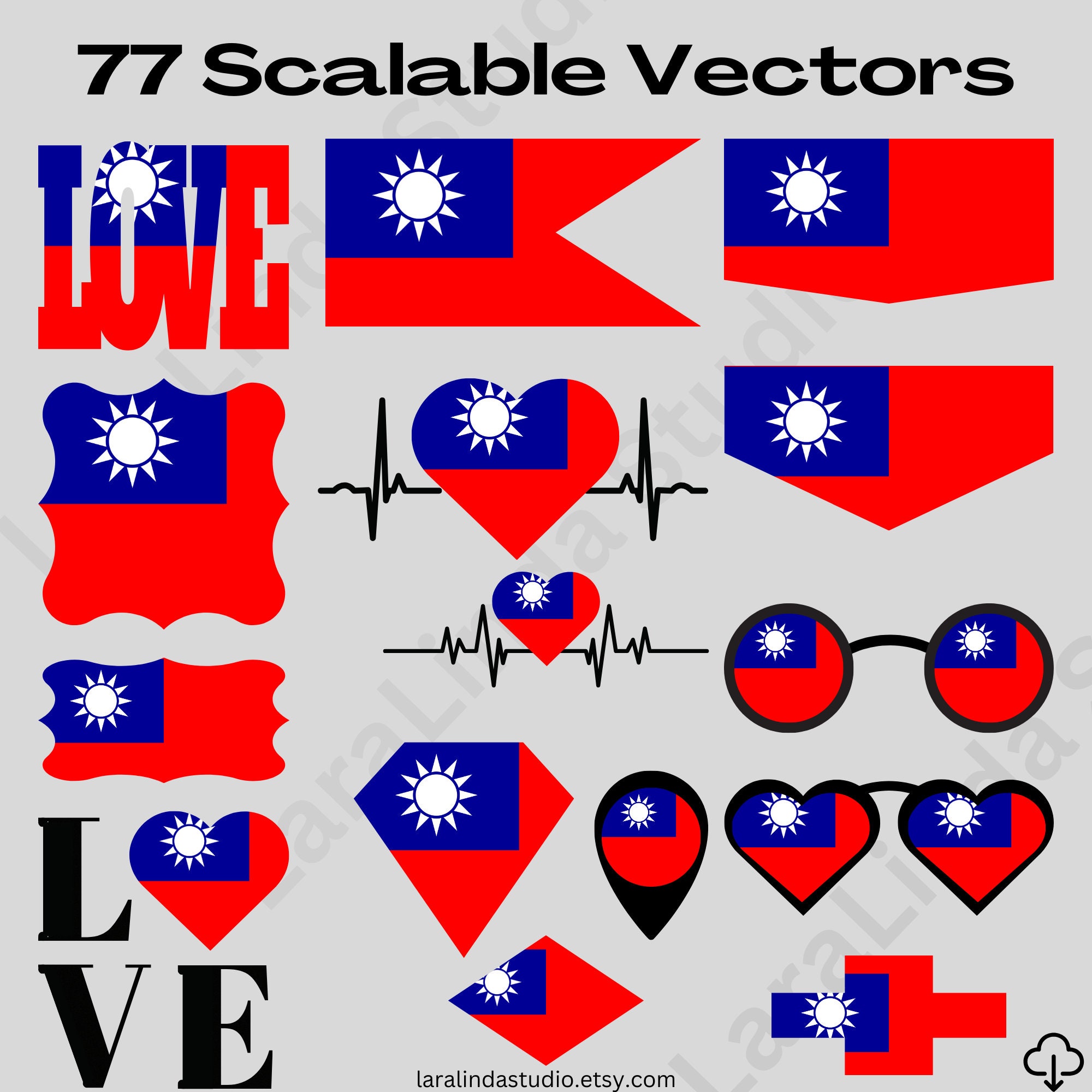 Taiwan Flag Bundle 77 SVG & 77 PNG Printable Files for Ready to Use ...