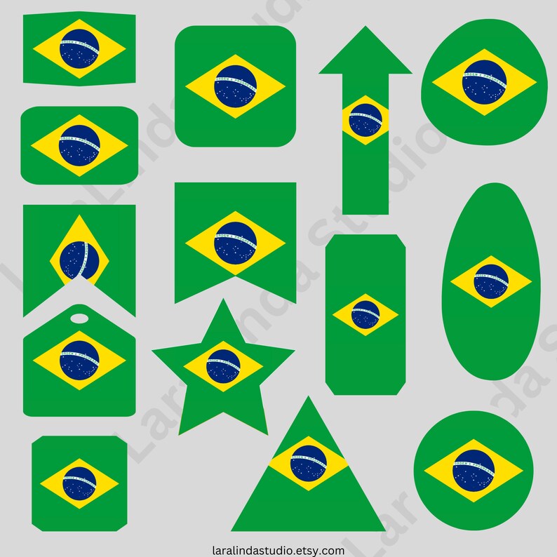 Brazil Flag Bundle 77 SVG & PNG Printable Files for Ready to Use ...