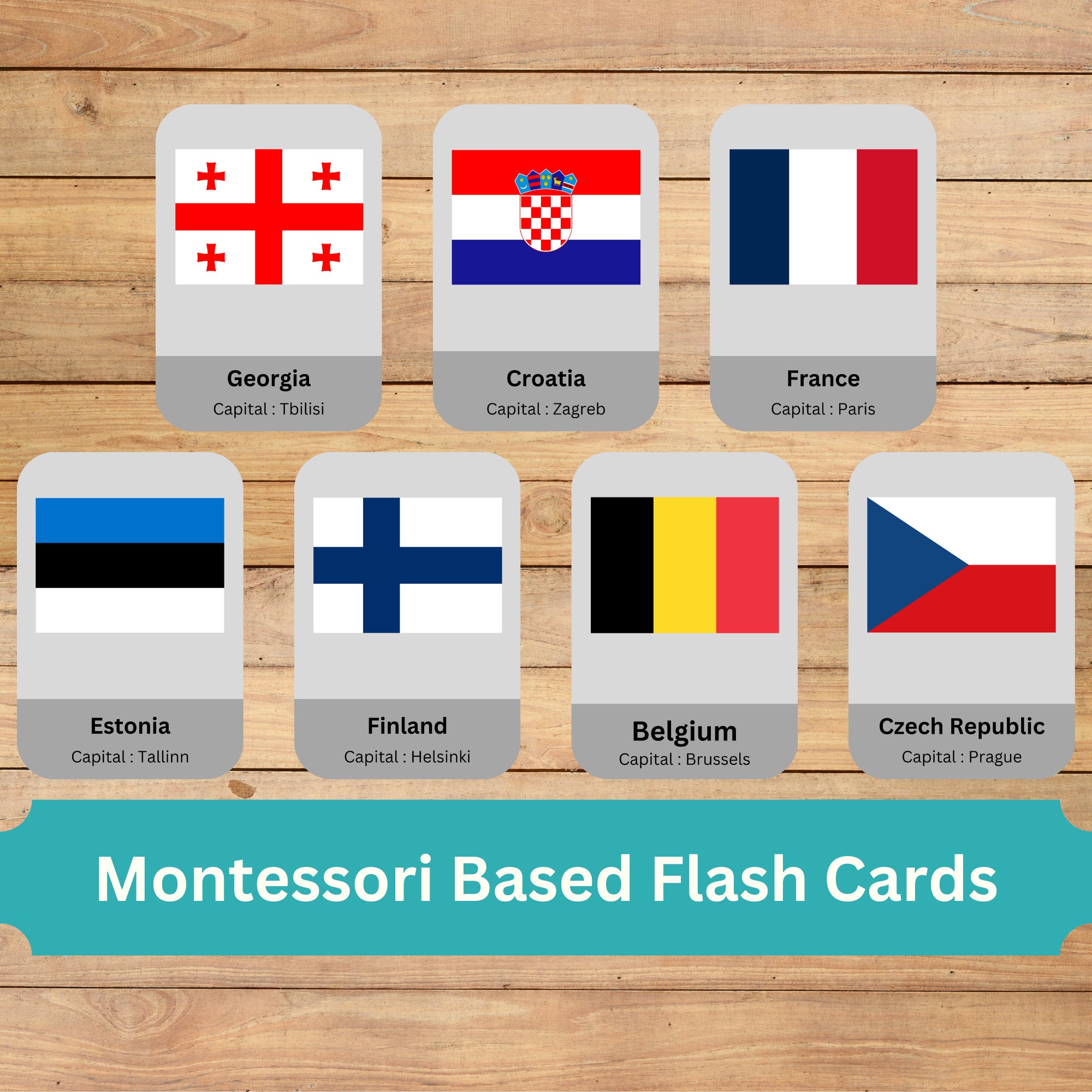 Europe Countries Flash Cards Nomenclature Cards Montessori Based ...