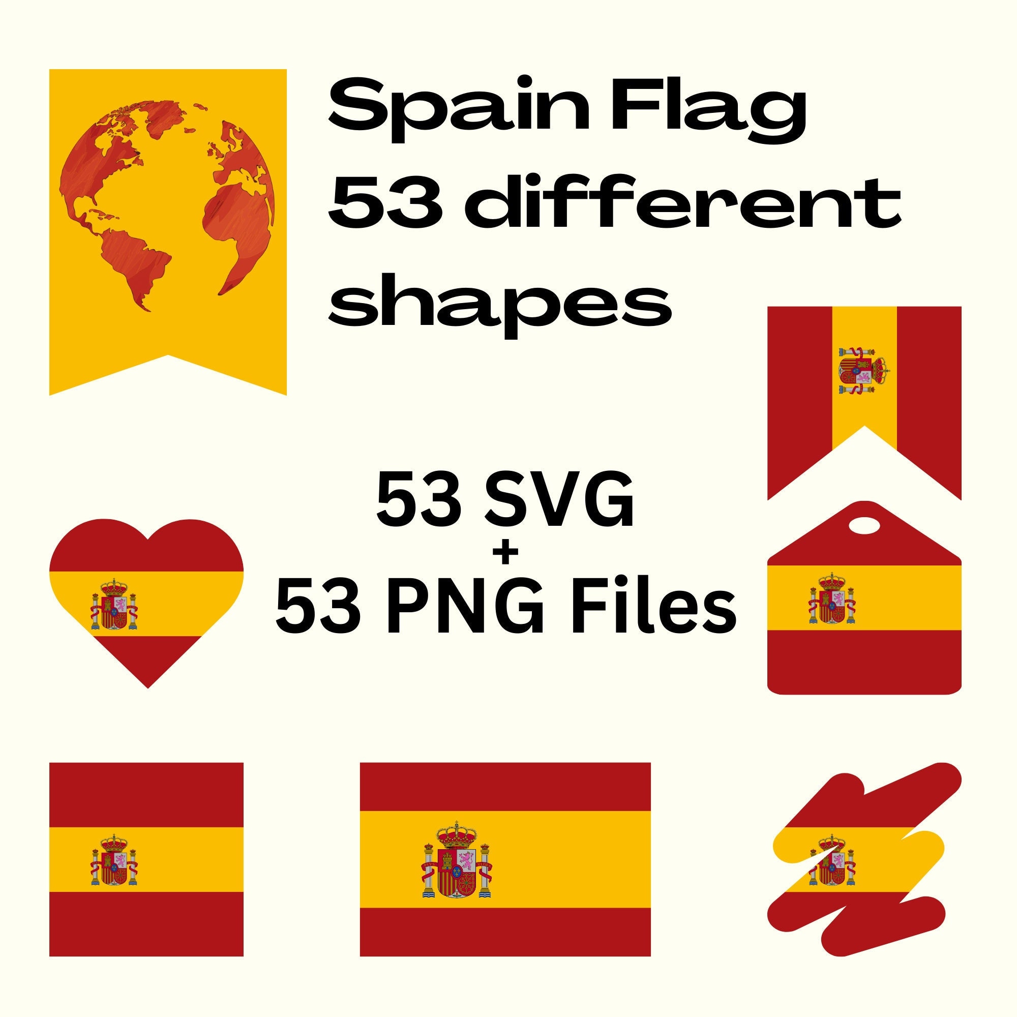 Spain Flag Bundle 53 SVG PNG Files for Ready to Print Designs - Etsy