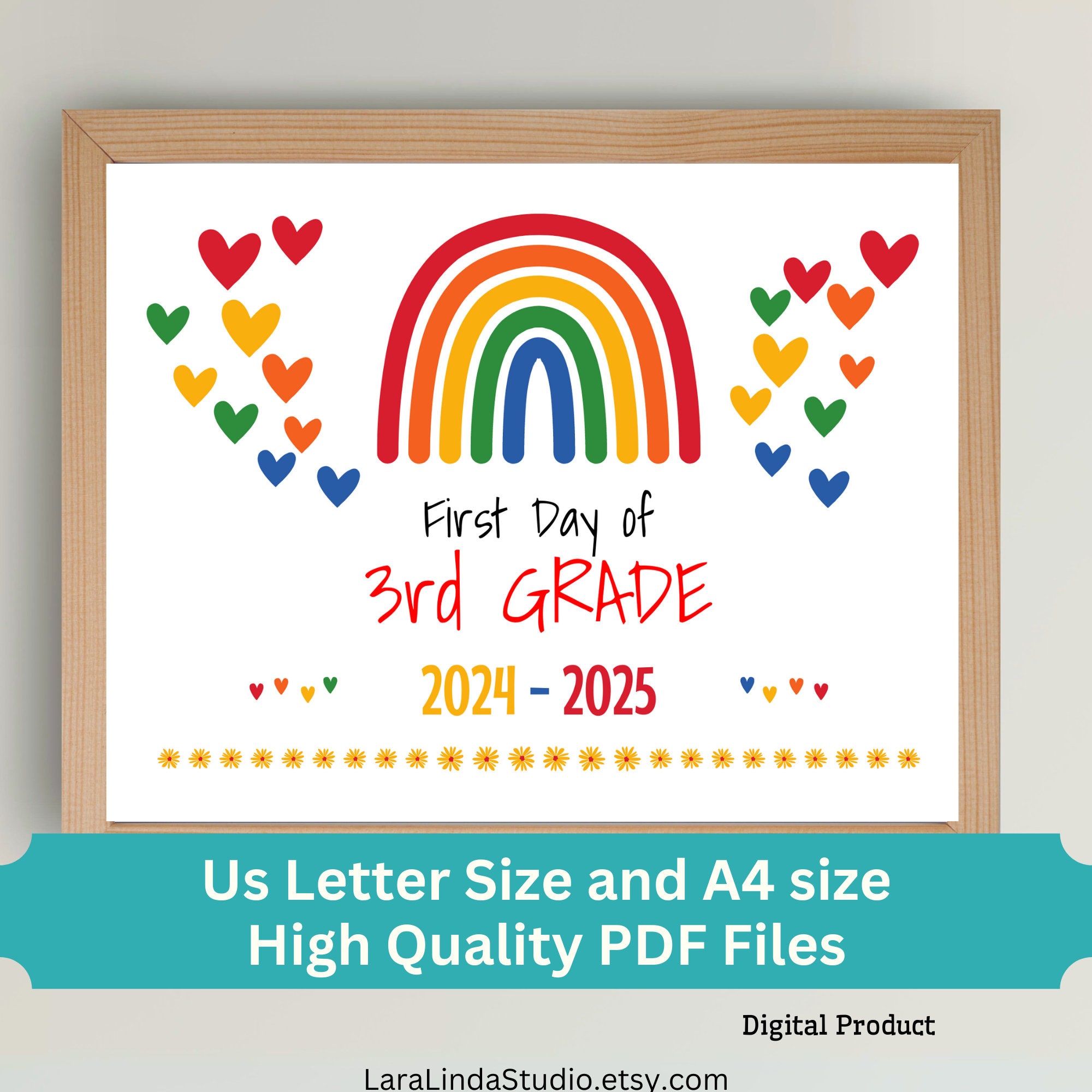 Printable First Day of 3rd Grade and Last Day of 3rd Grade Signs 2024 ...