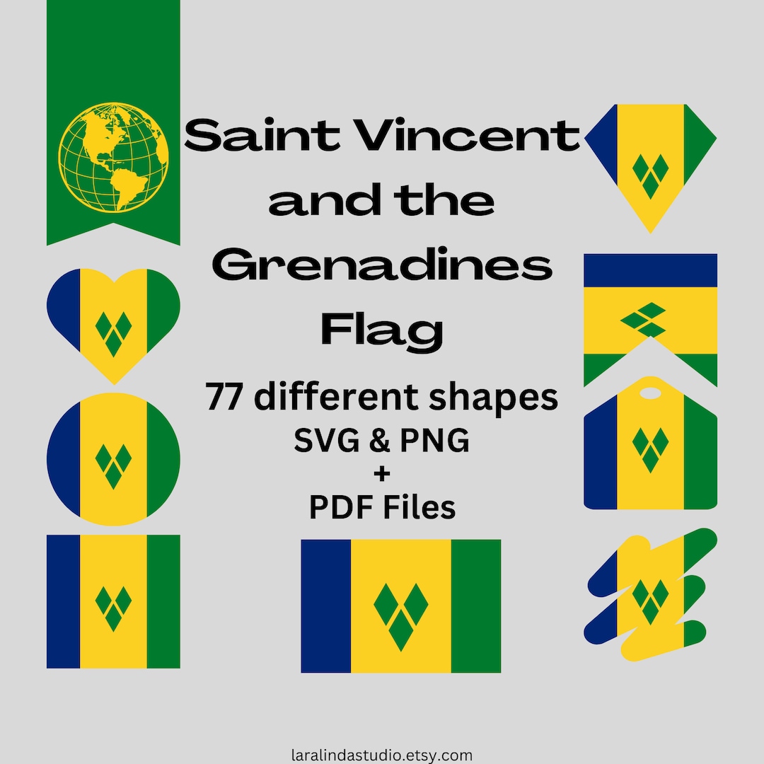 Saint Vincent and the Grenadines Flag Bundle 77 SVG & PNG Printable ...