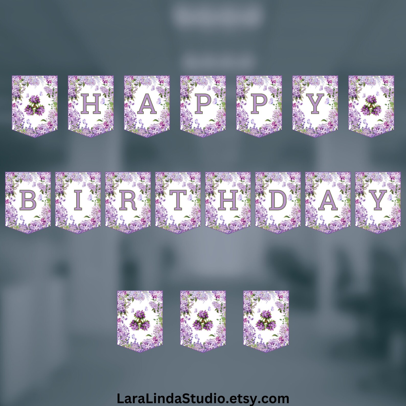 Happy Birthday Banner Lilac Themed Birthday Decor in 3 Sizes Flower ...