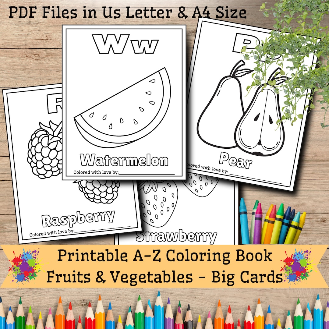 First ABC Book Baby Shower Coloring Book Baby's Gift Fruits and ...