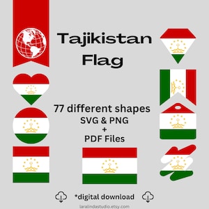 Tajikistan Flag Bundle 77 SVG & 77 PNG Printable Files for Ready to Use ...