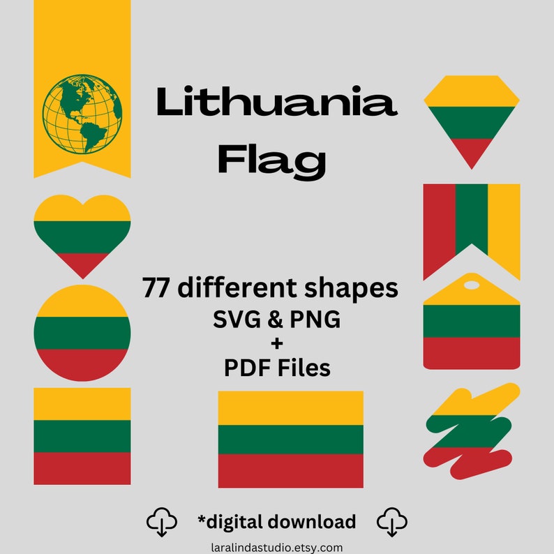 Lithuania Flag Bundle 77 SVG & PNG Printable Files for Ready to Use ...