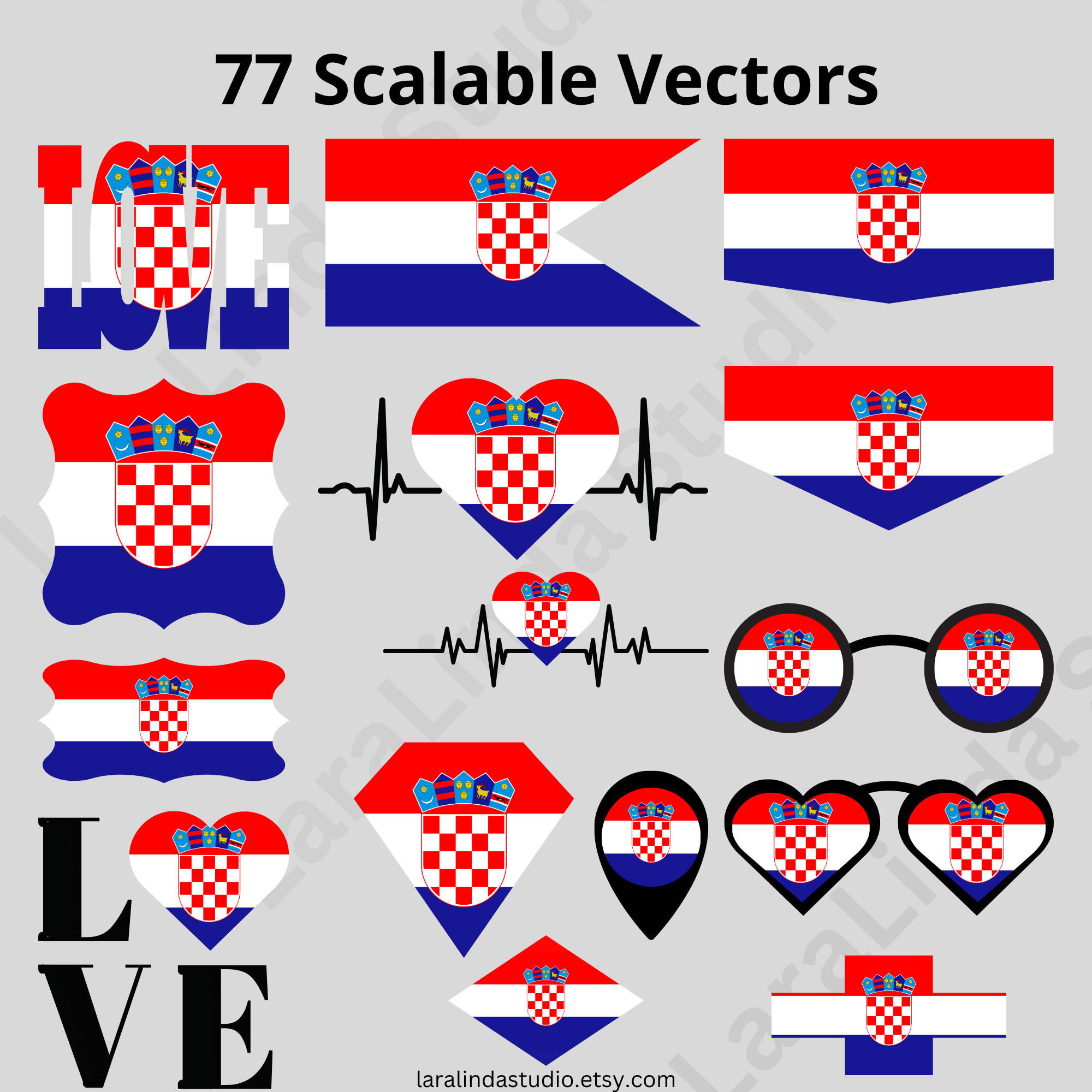 Croatia Flag Bundle 77 SVG & PNG Printable Files for Ready to Use ...