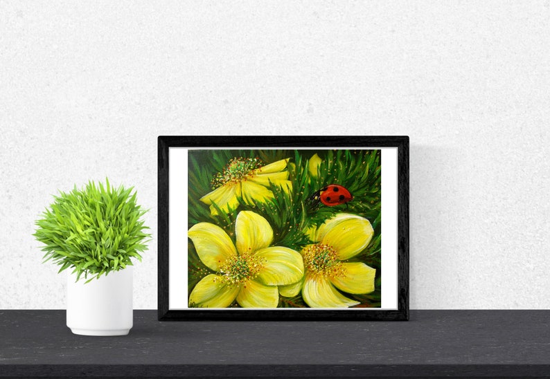 Original Acrylic Painting "yellow Flowers" Acrylic Painting. Acrylic on ...