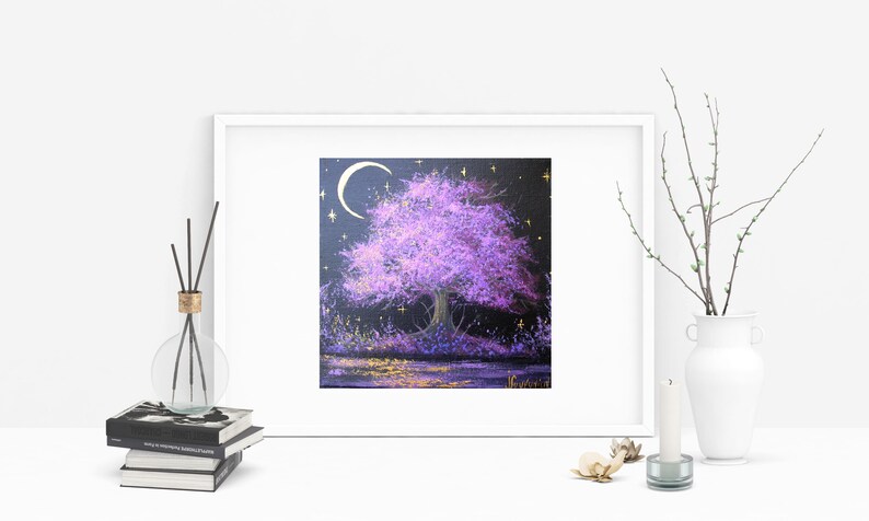 Original Acrylic Painting purple Tree Acrylic on Canvas. 20x20 ...