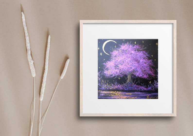 Original Acrylic Painting purple Tree Acrylic on Canvas. 20x20 ...
