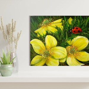 Original Acrylic Painting "yellow Flowers" Acrylic Painting. Acrylic on ...