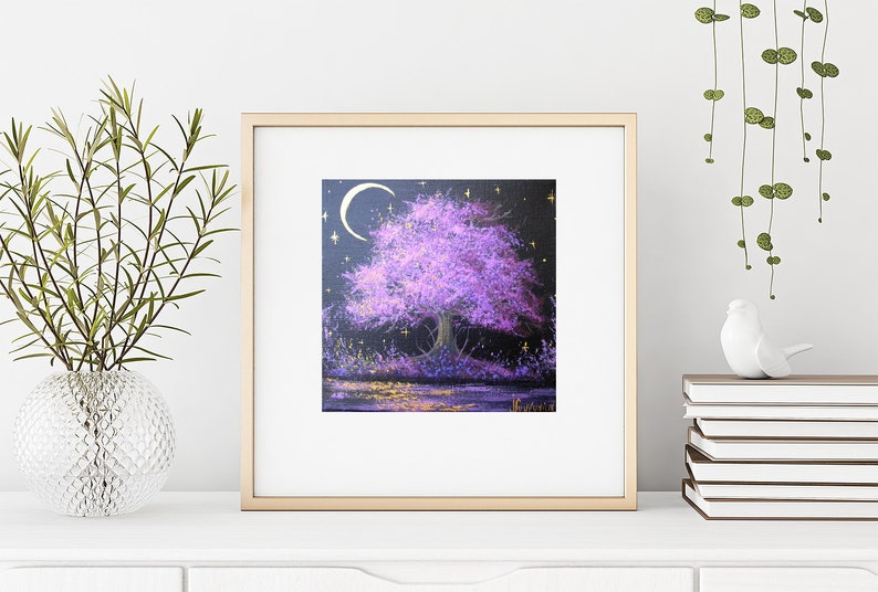 Original Acrylic Painting purple Tree Acrylic on Canvas. 20x20 ...