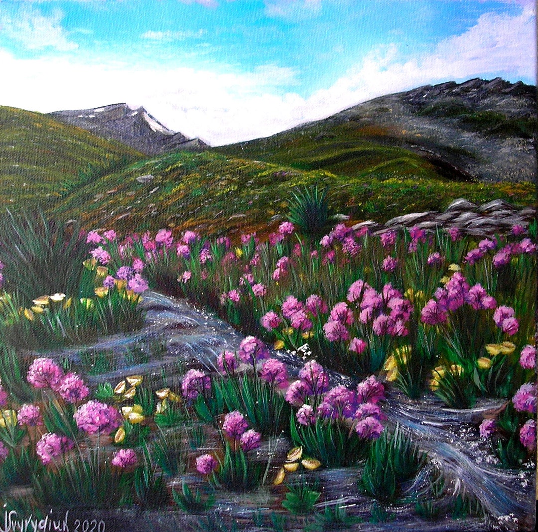 Original Acrylic Painting "spring in the Mountains" Acrylic on Canvas ...