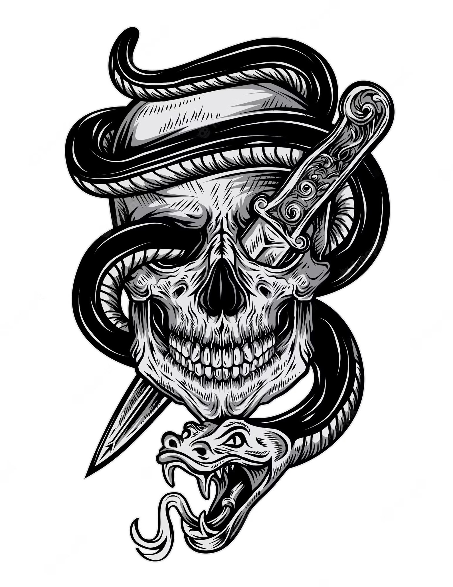 Skull With Snake Caption Digital Design for T Shirt - Etsy