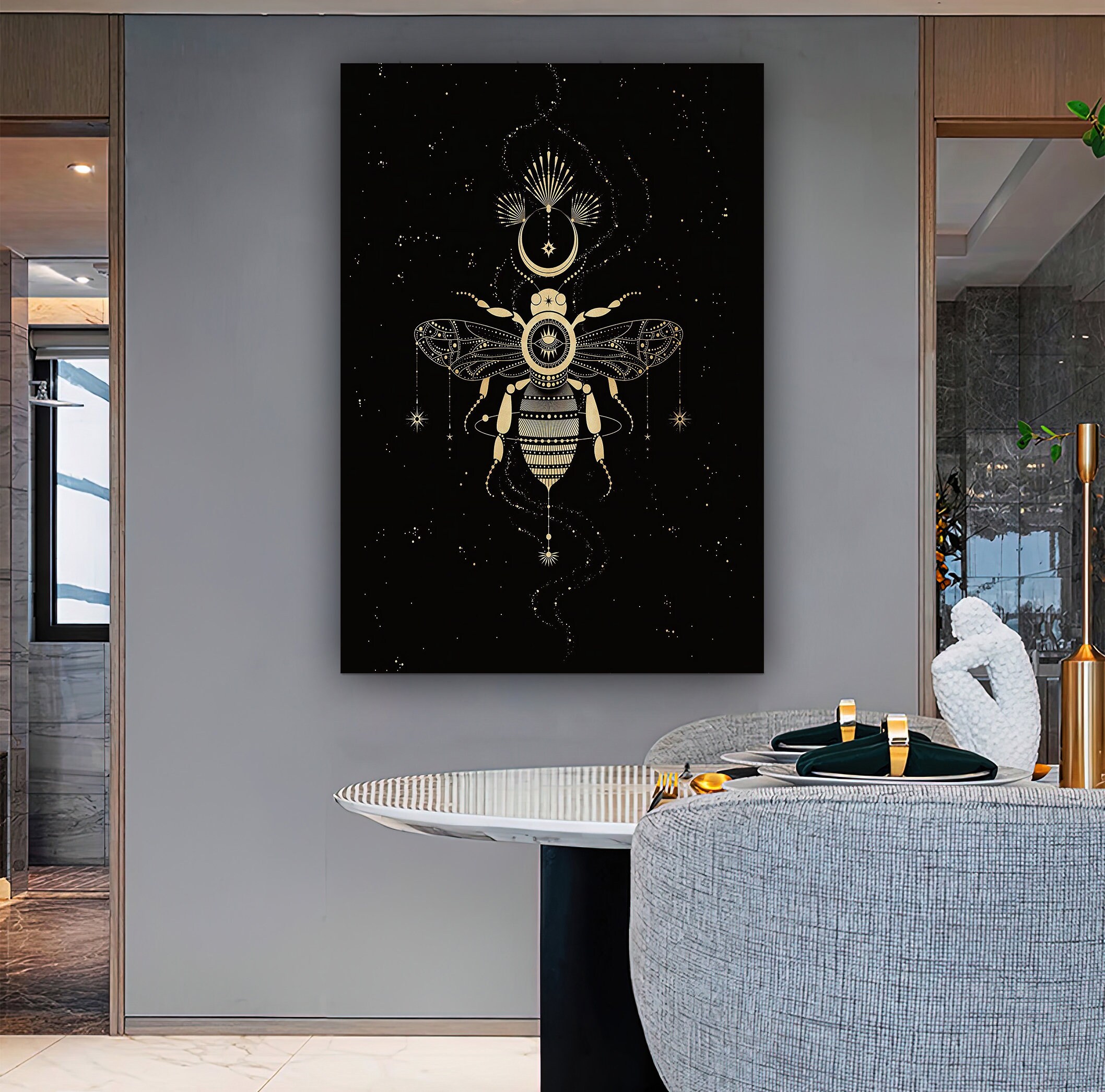 Queen Bee Canvas Art, Abstract Bee Canvas Print Home Decor, Bee and ...