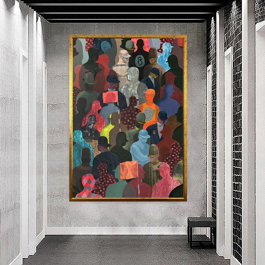 Complex Humans Canvas Wall Art, Crowd of People Canvas Print, Intricate ...