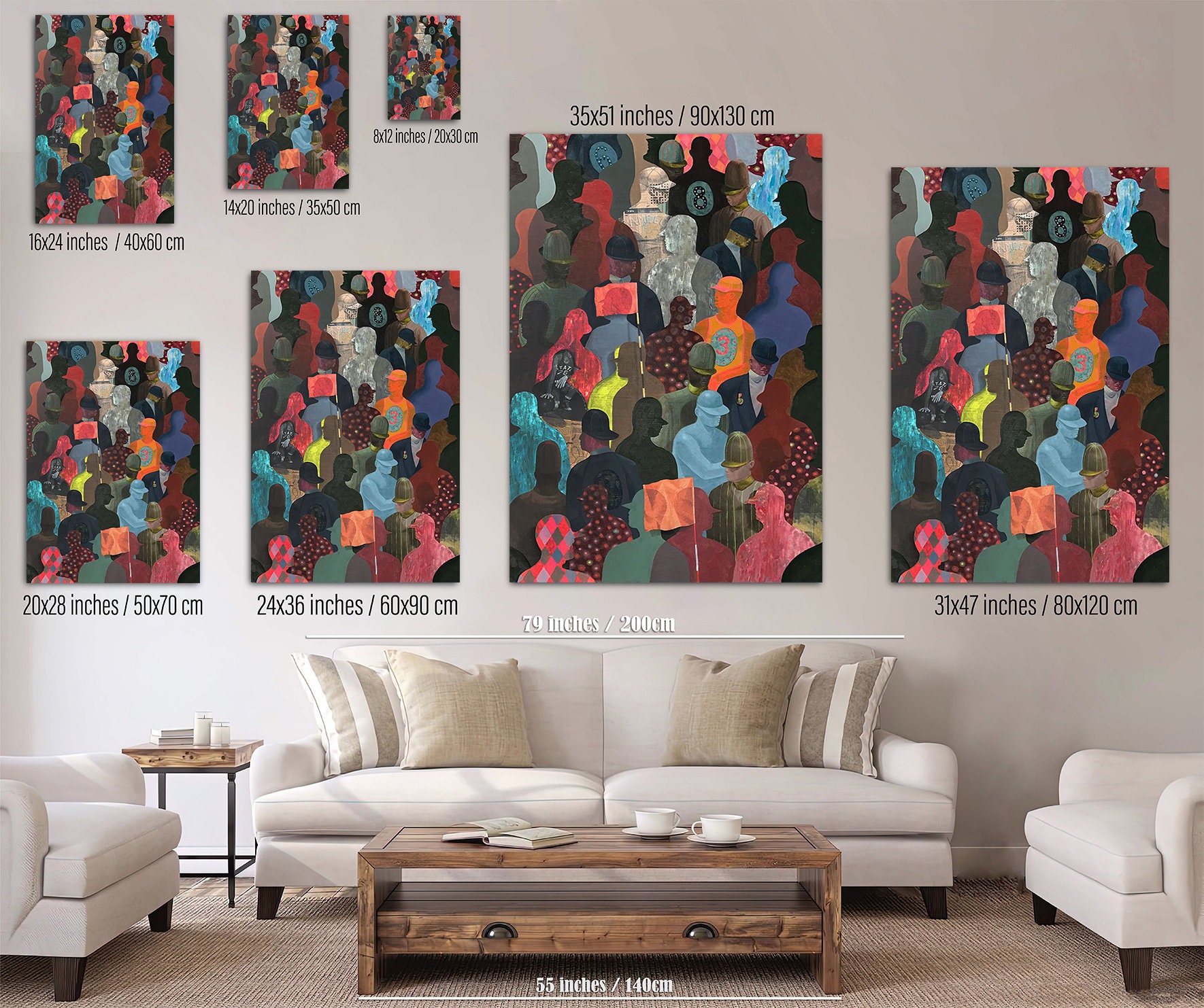 Complex Humans Canvas Wall Art, Crowd of People Canvas Print, Intricate ...