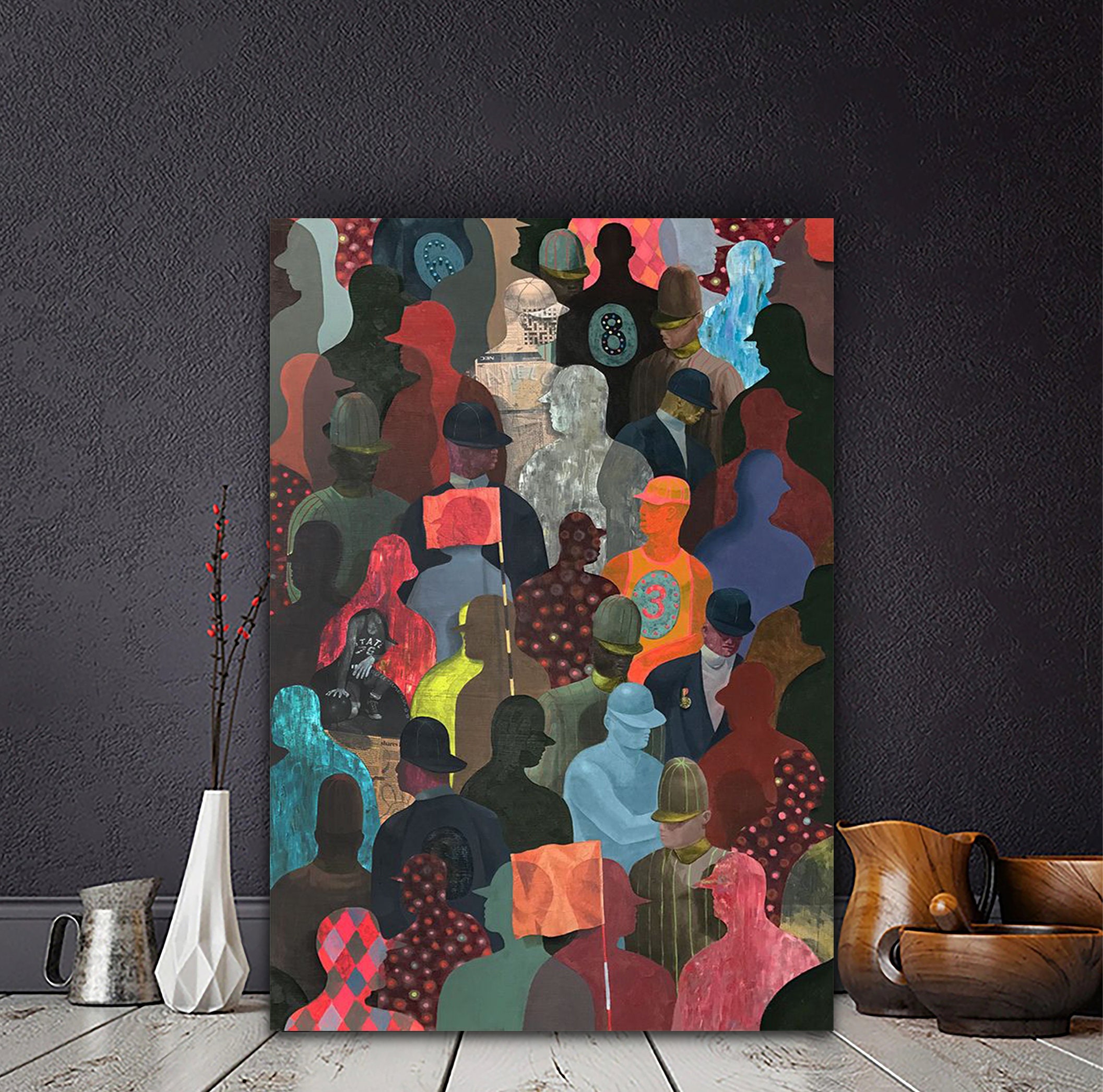 Complex Humans Canvas Wall Art, Crowd of People Canvas Print, Intricate ...